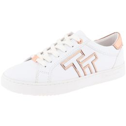 Tom Tailor Damen Plateausneaker, Gr. 37, rosa, Lederimitat, Schuhe, Kontrastbesatz in Metallicoptik, Freizeitschuh, Halbschuh, Schn&uuml;rschuh