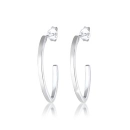 Elli Damen Paar Creolen "Creolen Ohrstecker oval 925 Sterling Silber", onesize, ohne Stein, Silber 925 (Sterlingsilber), silber, Silber 925