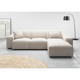 Ecksofa Andas, B:264cm H:71cm T:191cm, beige, 100% Polyester, Wohnzimmer, Sofas, "Glimminge L-Form auch in Breitcord, Feincord + Easy care-Bezug",
