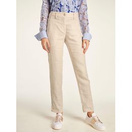 Heine Damen Leinenhose, beige, Gr. 18, unifarben, 100% Leinen, Hosen