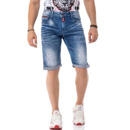 Cipo & Baxx CIPO & BAXX Herren Jeansshorts, blau, Gr. 30, Abriebeffekte, Denim/Jeans, Obermaterial: 98% Baumwolle, 2% Elasthan, Jeans