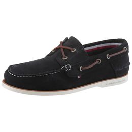 Tommy Hilfiger Herren Bootsschuh "TH BOAT SHOE CORE SUEDE", Gr. 40, blau, Veloursleder, Schuhe, Casualschuh, Freizeitschuh, Schnürer mit