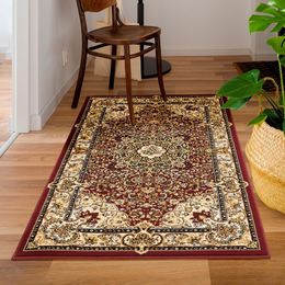 Teppich LUXOR living, B:80cm H:9mm L:150cm, rot, Kunstfaser, Wohnzimmer, Teppiche, "Kendra", Orient-Optik, Wohnzimmer
