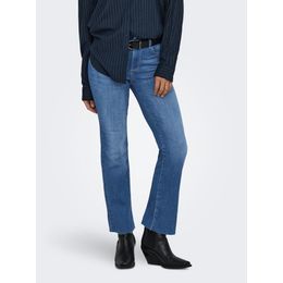 Only Damen 7/8-Jeans "ONLANN-KENYA MW CR AK FLA DNM SOO618NOOS", blau, Gr. S, unifarben, Denim/Jeans, Obermaterial: 86% Baumwolle, 13% Polyester, 1%