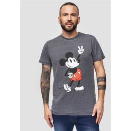 Recovered Herren T-Shirt "Disney Mickey Peace Pose", grau, Gr. S, bedruckt, 100% Baumwolle, Shirts, im zeitlosen Design