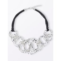 Heine Damen Collier, silber, Baumwolle, Metall, Halsketten