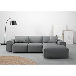 Ecksofa Andas, B:264cm H:71cm T:191cm, grau, 100% Polyester, Wohnzimmer, Sofas, "Glimminge L-Form auch in Breitcord, Feincord + Easy care-Bezug",