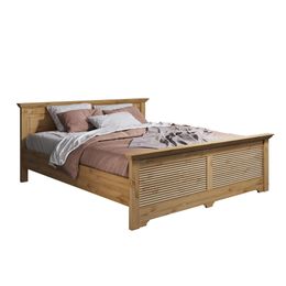Bett Home Affaire, B:195cm H:85cm L:206cm, beige, Schlafzimmer, Betten, "Rauna, Landhausstil, edles Design mit Lamellen und Kassetten, 2 Farben", FSC