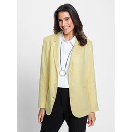 WITT Damen Blazer Knopfleiste, 2-reihig, zitrone-wei&szlig;-gemustert, Gr&ouml;&szlig;e 40
