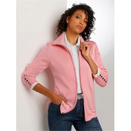 CREATION L PREMIUM Wit Damen Feinstrickjacke mit gestreiften Abschl&uuml;ssen, rosenquarz, Gr&ouml;&szlig;e 36