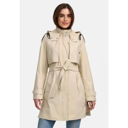 Regenmantel Manisa, Damen, Gr. 46, beige (sand), Obermaterial: 100% Polyester. Futter: 100% Polyester, unifarben, casual, regular fit knieumspielend, ohne Ausschnitt, Langarm mit Riegel, Mäntel, mit Kapuze