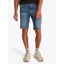 Jeansshorts Tommy Jeans "SCANTON SHORT", Herren, Gr. 30, N-Gr, blau (denim medium), Denim/Jeans, Obermaterial: 99% Baumwolle, 1% Elasthan, casual, regular fit knielang, Jeans, Mit Gürtelschlaufen