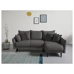 Ecksofa Inosign "Asra L-Form", schwarz (anthrazit, schwarz), B:240cm H:95cm T:170cm, 100% Polyester, Sofas, incl. Bettfunktion und Bettkasten, Seitentasche im Armteil, Federkern