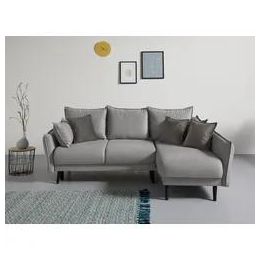 Ecksofa Inosign "Asra L-Form", grau (grau, anthrazit), B:240cm H:95cm T:170cm, 100% Polyester, Sofas, incl. Bettfunktion und Bettkasten, Seitentasche im Armteil, Federkern