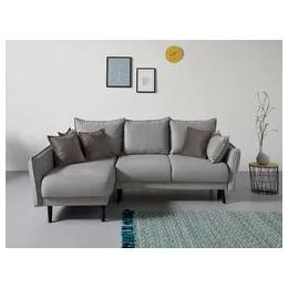 Ecksofa Inosign "Asra L-Form", grau (grau, anthrazit), B:240cm H:95cm T:170cm, 100% Polyester, Sofas, incl. Bettfunktion und Bettkasten, Seitentasche im Armteil, Federkern