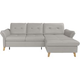 Sit & More Ecksofa SIT & MORE "G&ouml;teborg", grau (light grau), B:268cm H:90cm T:176cm, Sofas, Ecksofa, Sitztiefenverstellung und Federkern, wahlweise mit Bettfunktion