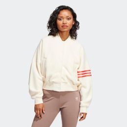 Outdoorjacke adidas originals "NC BOMBER JKT", Damen, Gr. S, weiß (cream weiß, real coral), Obermaterial: 55% Polyester, 45% Baumwolle, sportlich, Jacken