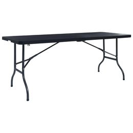 The Living Store Gartentisch Klappbar Schwarz 180×75×72 cm HDPE Rattan-Optik