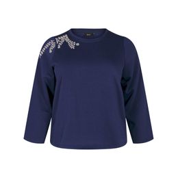 ZIZZI Sweatshirt 'MKIHOLM' Damen Gr&ouml;&szlig;e XL/XXL navy / silber