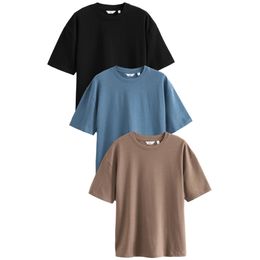next T-Shirt Herren Gr&ouml;&szlig;e M blau / hellbraun / schwarz