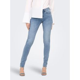 Skinny-fit-Jeans Only "ONLRINA MID WAIST PUSH UP SK BOX DNM", Damen, Gr. M (38), Länge 30, blau (light blau denim), Denim/Jeans, Obermaterial: 92% Baumwolle, 6% Polyester, 2% Elasthan, unifarben, modisch, skinny fit, Jeans