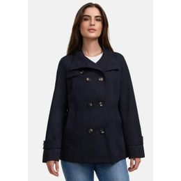 Cabanjacke Manisa, Damen, Gr. 40, blau (marine), Obermaterial: 50% Polyester, 41% Baumwolle, 9% Polyamid. Futter: 55% Polyester, 45% Viskose, unifarben, casual, regular fit hüftbedeckend, ohne Ausschnitt, Langarm mit Riegel 2-Knopf-Manschette, Jacken, mit Stehkragen