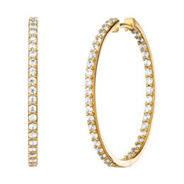 JULIE JULSEN Klappcreolen 925/- Sterling Silber vergoldet Zirkonia 30 mm