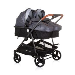 Chipolino Geschwisterkinderwagen Duo Smart klappbar umbaubar verstellbar Fu&szlig;sack grau hellgrau