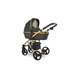 Lorelli Kinderwagen Rimini Premium Sportsitz Tragewanne Moskitonetz verstellbar schwarz gold