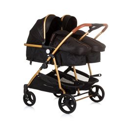 Chipolino Geschwisterkinderwagen Duo Smart klappbar umbaubar verstellbar Fu&szlig;sack schwarz