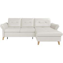 Sit & More Ecksofa SIT & MORE "G&ouml;teborg", wei&szlig; (reinwei&szlig;), B:268cm H:90cm T:176cm, Sofas, Ecksofa, Sitztiefenverstellung und Federkern, wahlweise mit Bettfunktion