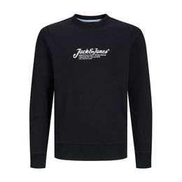 Jack & Jones Sweatshirt JACK & JONES JUNIOR "JJBEAU SWEAT CREW NECK JNR", Jungen, Gr. 128, schwarz, angeraute Sweatware, Obermaterial: 60% Baumwolle, 40% Polyester, bedruckt, modisch, regular fit, Rundhals, Langarm Rippbündchen, Sweatshirts