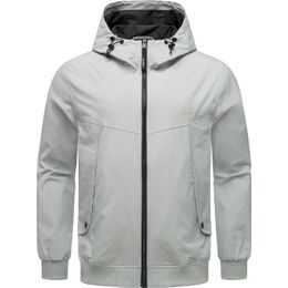 Outdoorjacke Ragwear "Tyller", Herren, Gr. L (52), grau (hellgrau), Material: 74% Baumwolle, 26% Nylon, Innenfutter: 100% Polyester, casual, lässig geschnitten hüftlang, hoch geschlossener Ausschnitt, Langarm Ärmel ohne Ärmelschlitz Rippbündchen, Jacken, Leichte Übergangsjacke mit Kapuze