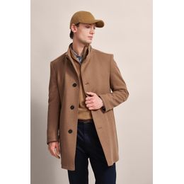 Kurzmantel Bugatti, Herren, Gr. 52, grau (taupe), 58% Wolle, 25% Polyester, 13% Polyamid, 3% sonstige Faser, 1% Elasthan, unifarben, normal, normaler Saum, Mäntel, mit Westenfake