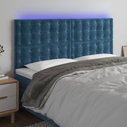 vidaXL LED Kopfteil Dunkelblau 200x5x118/128 cm Samt