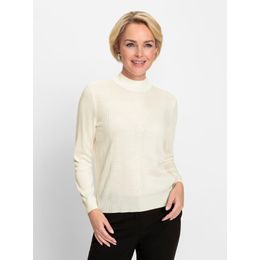 Stehkragenpullover CLASSIC "Pullover", Damen, Gr. 40, beige (ecru), 100% Polyacryl, unifarben, Langarm, Pullover