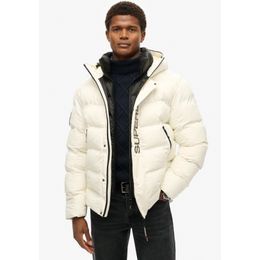 Steppjacke Superdry "Hooded City Graphic Puffer Jkt", Herren, Gr. XL, weiß (sanftes weiß), Web, Obermaterial: 100% Polyester, unifarben, modisch, relaxed fit, Langarm, Jacken