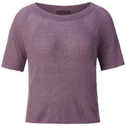 Les Racines du Ciel Damen-Strickshirt Halbarm Leinen L/XL Flieder
