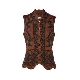 Alpaka-Ornament-Weste, 38 - Braun/Schwarz, aus Alpaka