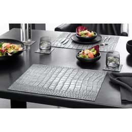 daft-shop Tischset oder Glasuntersetzer „Kroko“, Glasuntersetzer, 6er-Set - Grau