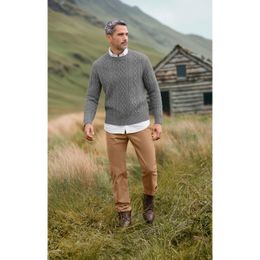 Duneen Ireland Aran-Pullover, 52 - Grau, aus Alpaka
