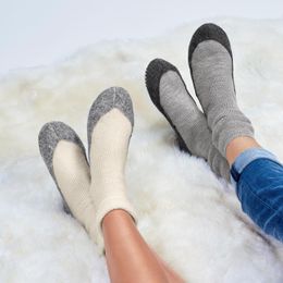 Falke Damen- oder Herren-H&uuml;ttenschuh, Herren - 43/44 - Anthrazit/Grau, aus Schurwolle
