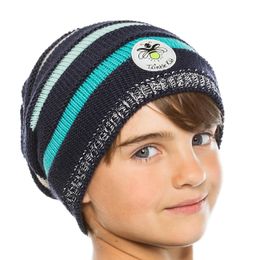 Twinkle Kid, Kinder Reflektor M&uuml;tze, Rainbow Beanie, blau, Gr. 54/56, unisex