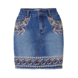 KOROSHI Rock Damen Gr&ouml;&szlig;e 34 blue denim / gold / wei&szlig;