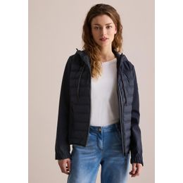 Steppjacke Cecil, Damen, Gr. L (42), blau (schwarz navy blau), Stoff, Obermaterial: 100% Polyester; Ärmel und Kapuze: 92% Polyester, 8% Elasthan; Futter: 100% Polyester, unifarben, casual, normal normal, ohne Ausschnitt, Langarm Bündchen, Jacken, mit Kapuze