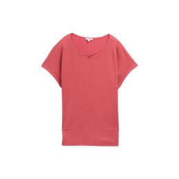 Tom Tailor Damen T-Shirt aus Materialmix, rot, Uni, Gr. M