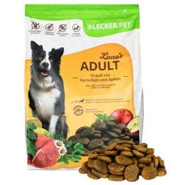 LYRA PET Lecker.Pet Luna's Adult Strau&szlig; mit Kartoffel & Apfel Hundefutter Trockenfutter Vollnahrung 4 kg