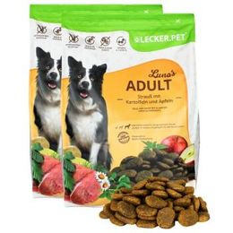 LYRA PET Lecker.Pet Luna's Adult Strau&szlig; mit Kartoffel & Apfel Hundefutter Trockenfutter Vollnahrung 8 kg