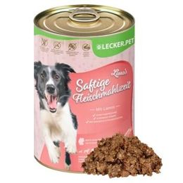 LYRA PET Lecker.Pet Luna's Saftige Fleischmahlzeit mit Lamm Hundefutter Nassfutter 12x400 g