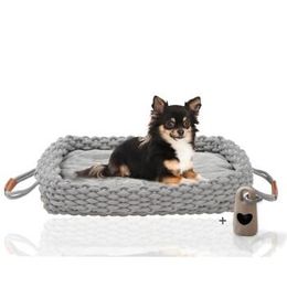 Rohrschneider &reg; Flauschiges Tierbett inkl. Gratis-Beigabe, K&ouml;rbchen in Flechtoptik S
